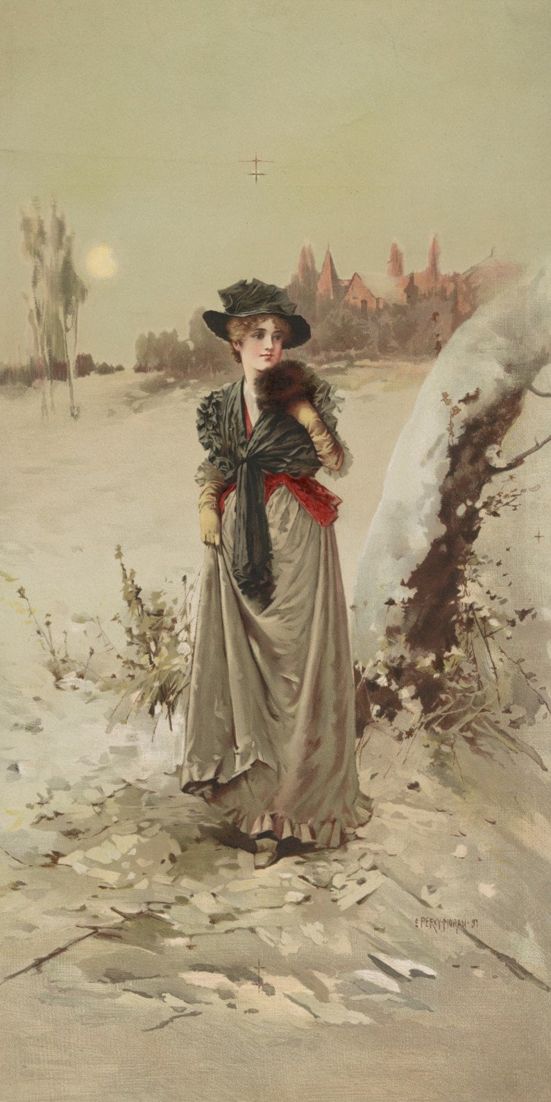 Edward Percy Moran the Winter Girl 1895 Canvas Print Wall Art,moran ...