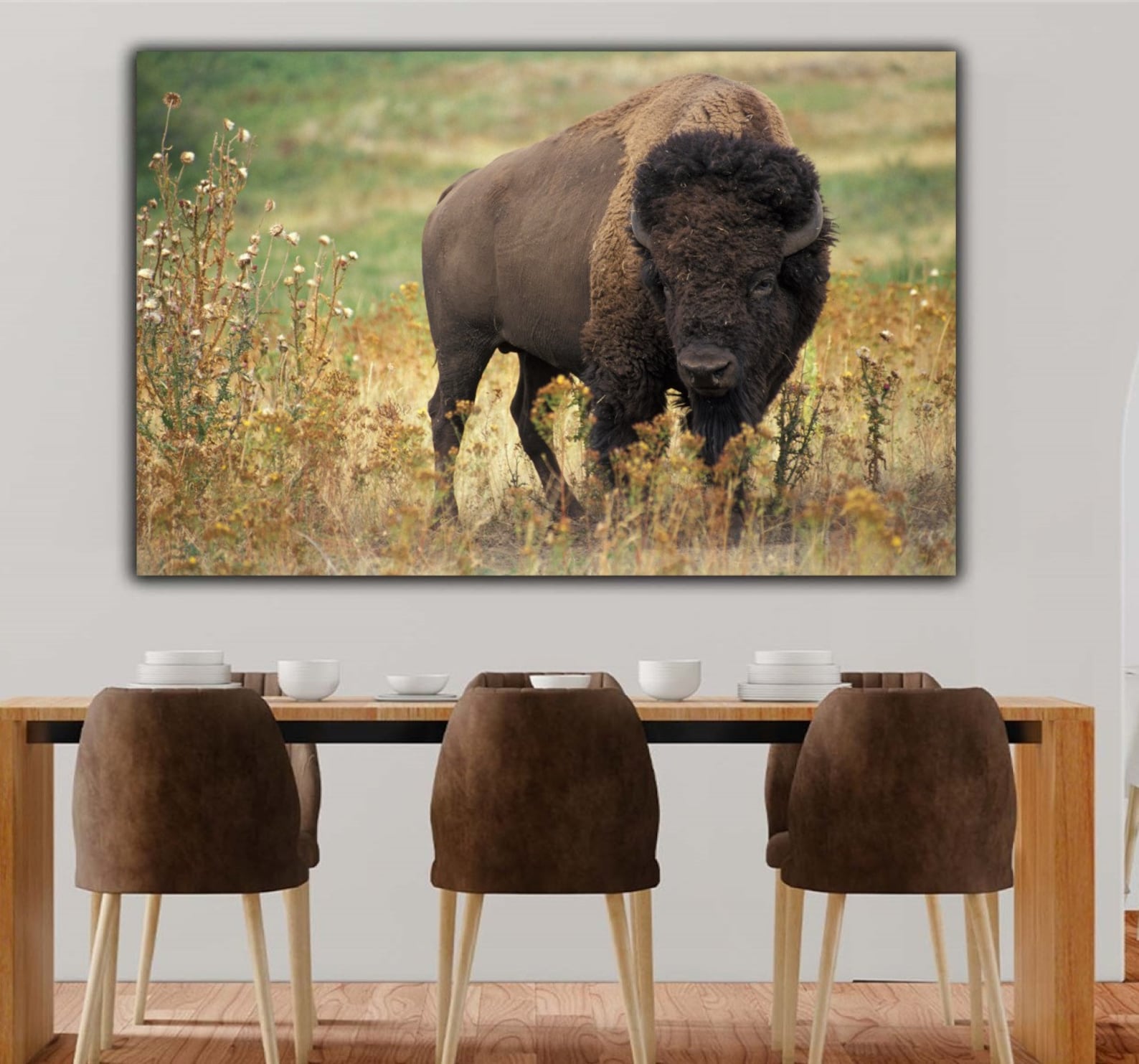 American Bison Canvas Print Wall Art,bison Poster,bison Painting,bison ...