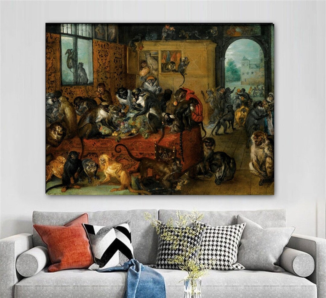 Jan Brueghel the Elder Monkeys Feasting 1620 Canvas Print Wall Art,the ...