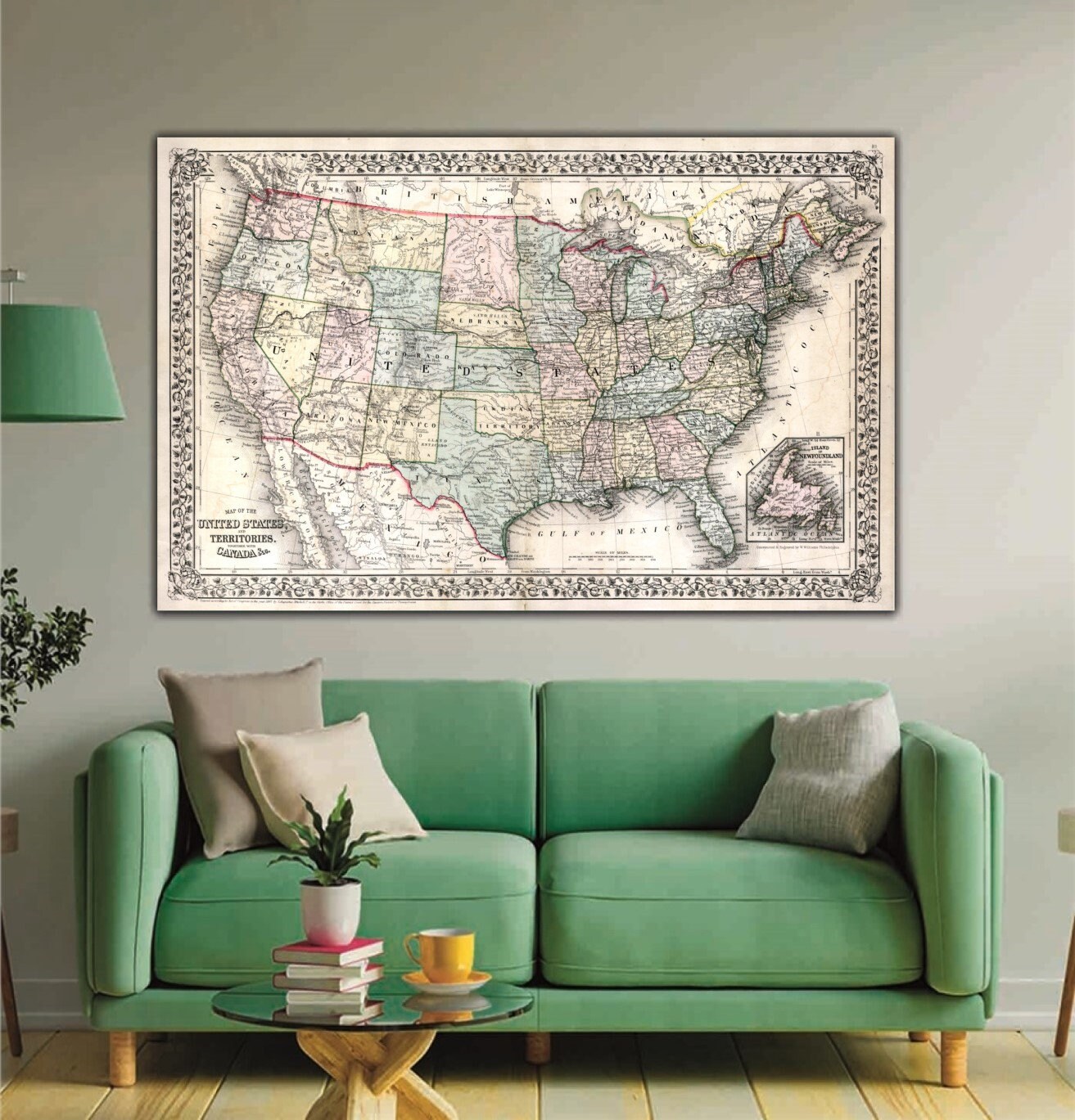 Geographicus Mitchell Map of the United States 1867 Canvas Print Wall ...