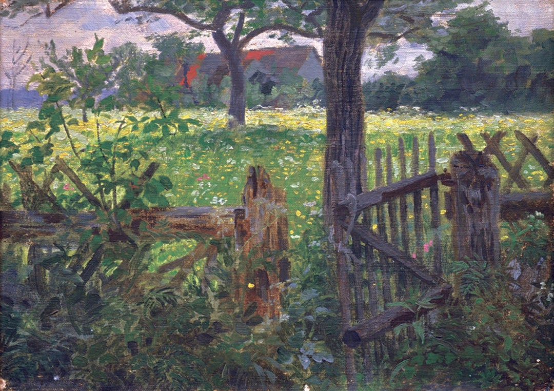 Gebhard Fugel Zaun Mit Obstbäumen, 1900 Canvas Print Wall Art,works by ...