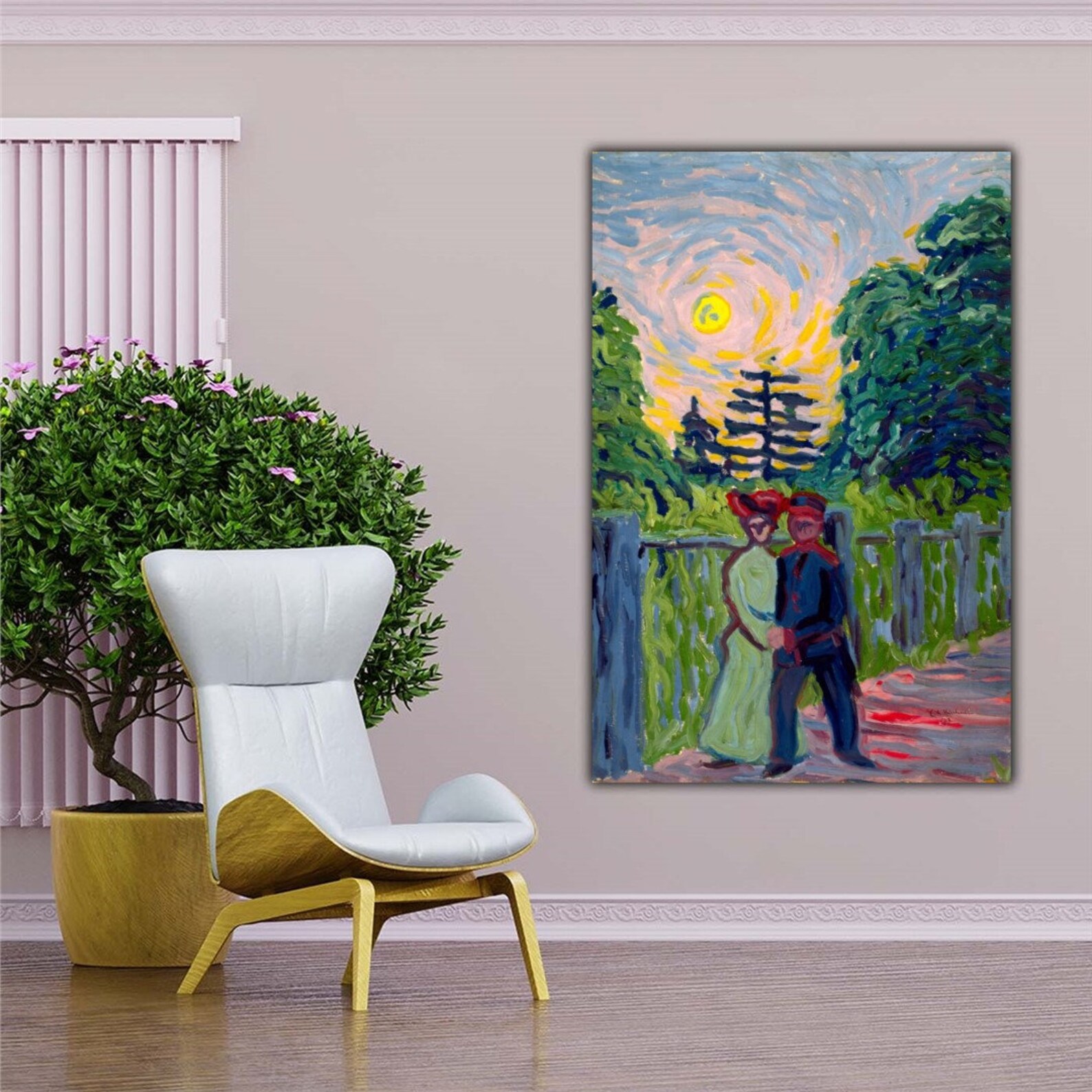 Ernst Ludwig Kirchner Moonrise Soldier and Maiden 1905 Canvas Print ...