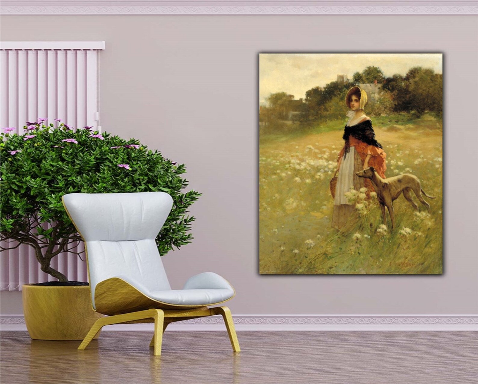 Edward Percy Moran Young Girl and Dog 1890 Canvas Print Wall Art,moran ...