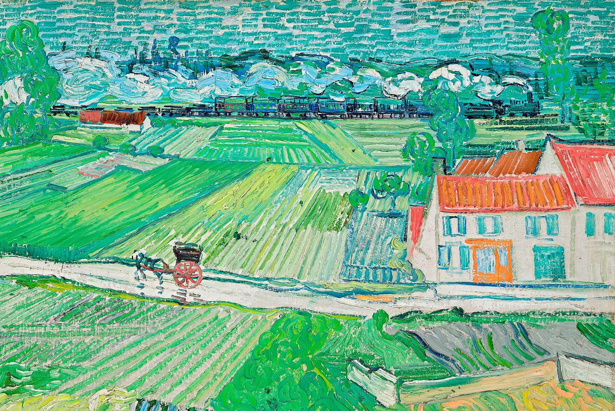 Van Gogh Landscape With a Carriage and a Train 1890 Canvas Print Wall ...