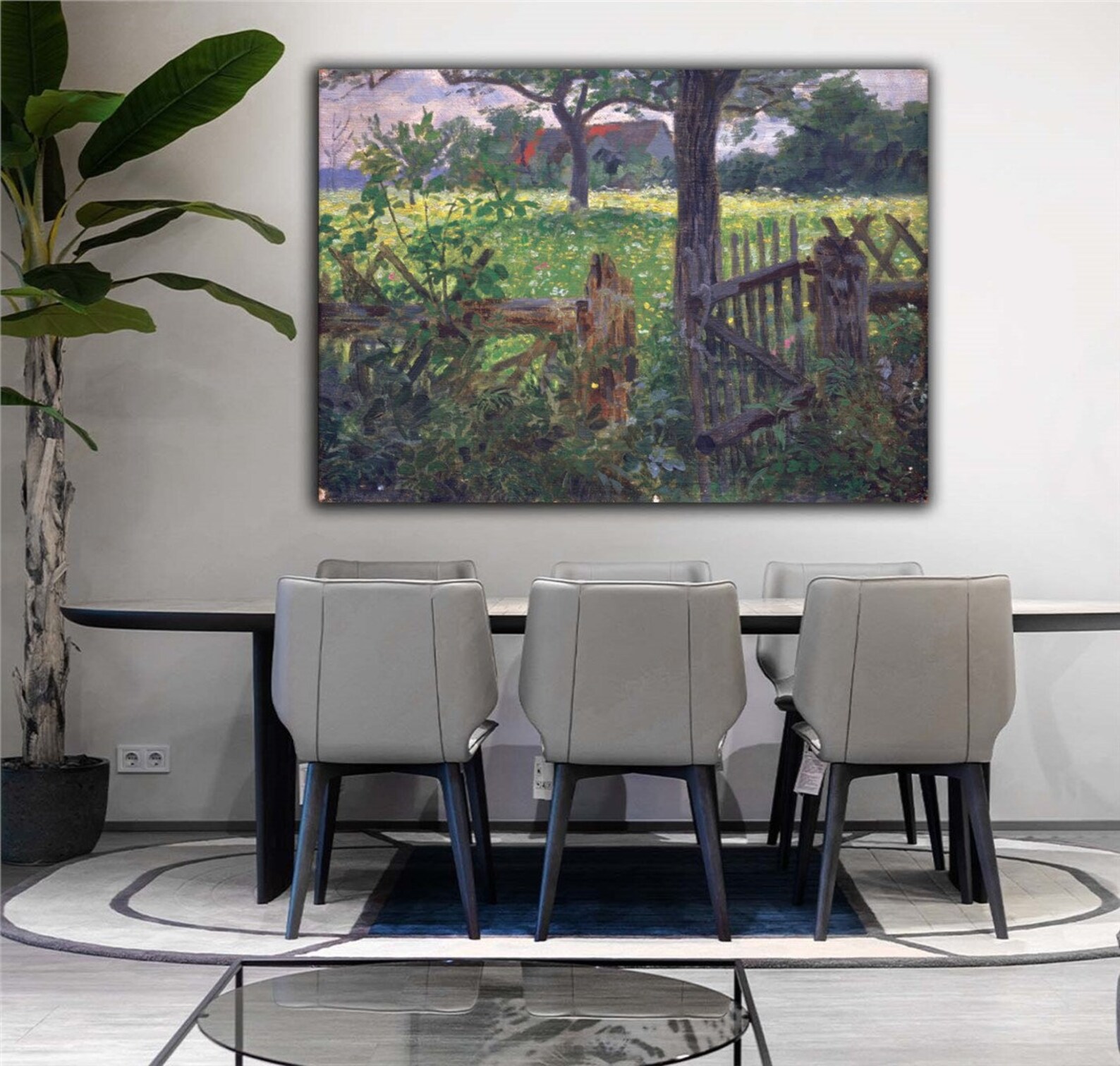 Gebhard Fugel Zaun Mit Obstbäumen, 1900 Canvas Print Wall Art,works by ...