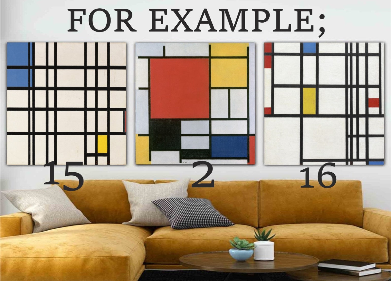 Custom Set of 3 Piet Mondrian Canvas,create Your Own Set by Choosing 3 ...