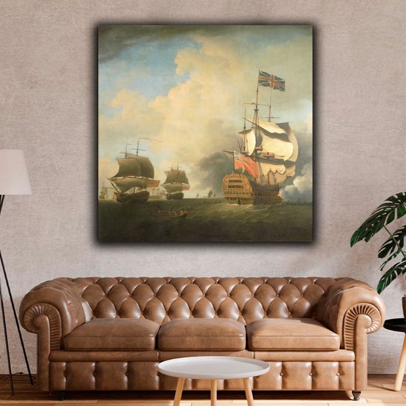 Samuel Scott A First-rate Shortening Sail 1736 Canvas Print Wall Art ...