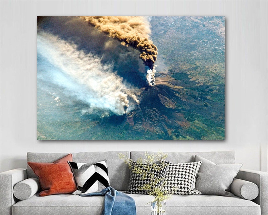 Etna Eruption Seen From the International Space Station Canvas Wall Art ...