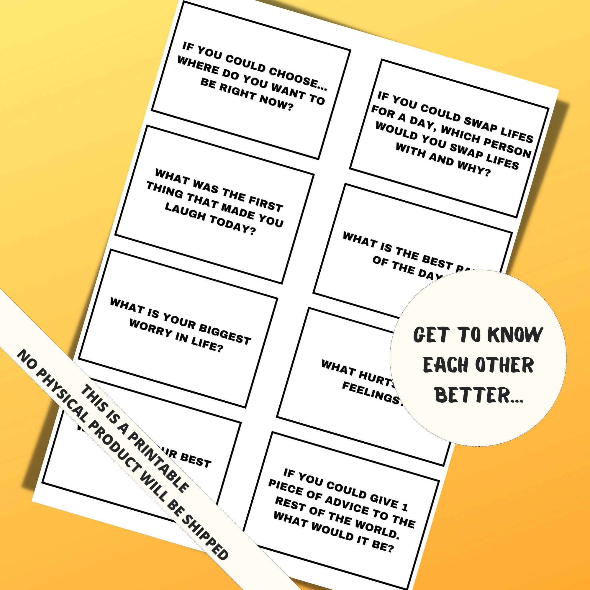 Printable Conversation Starters for Teens,table Talk Game,high School ...