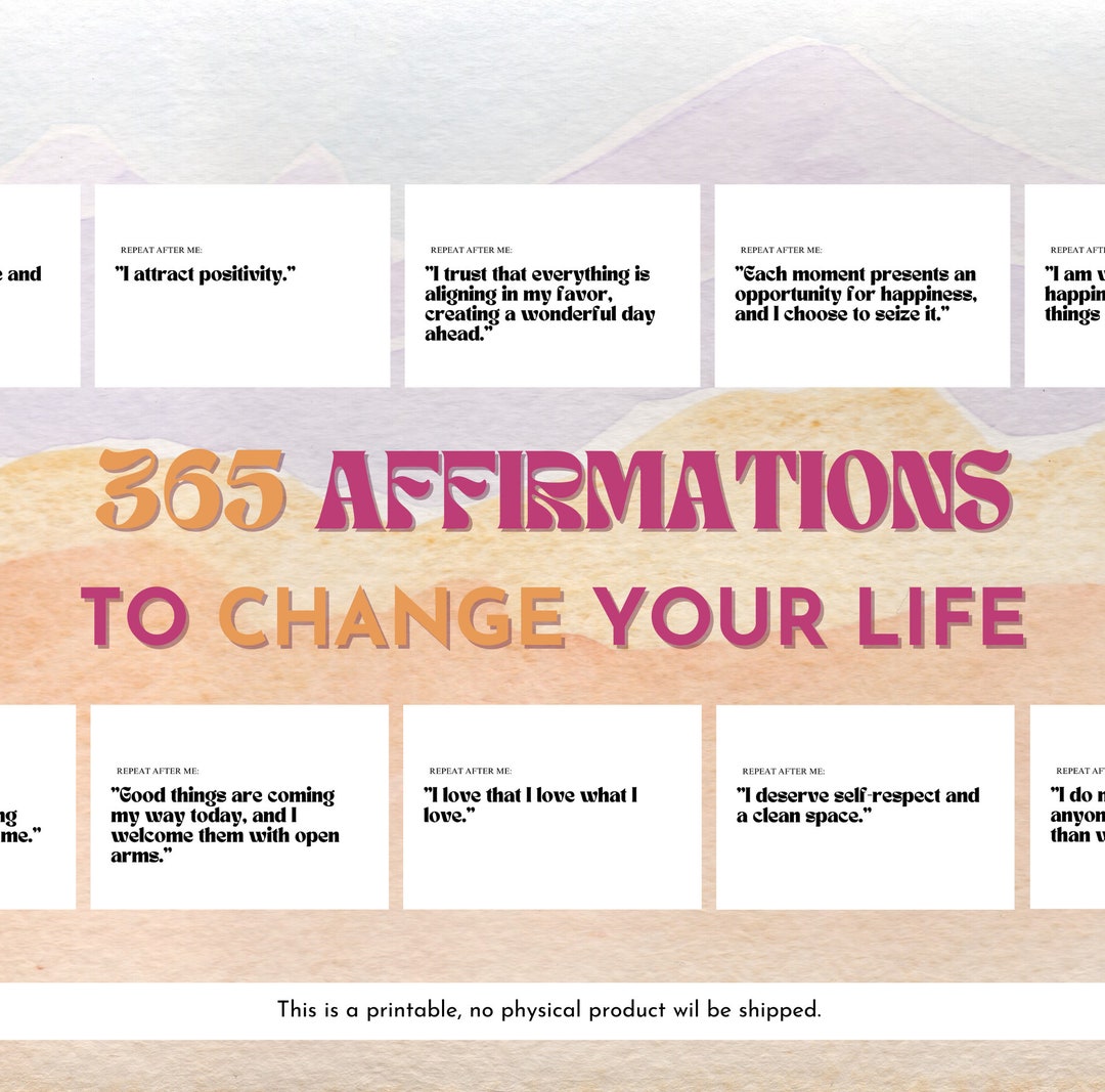 365 Printable Affirmations, 1 Year of Affirmations, Daily Affirmation ...