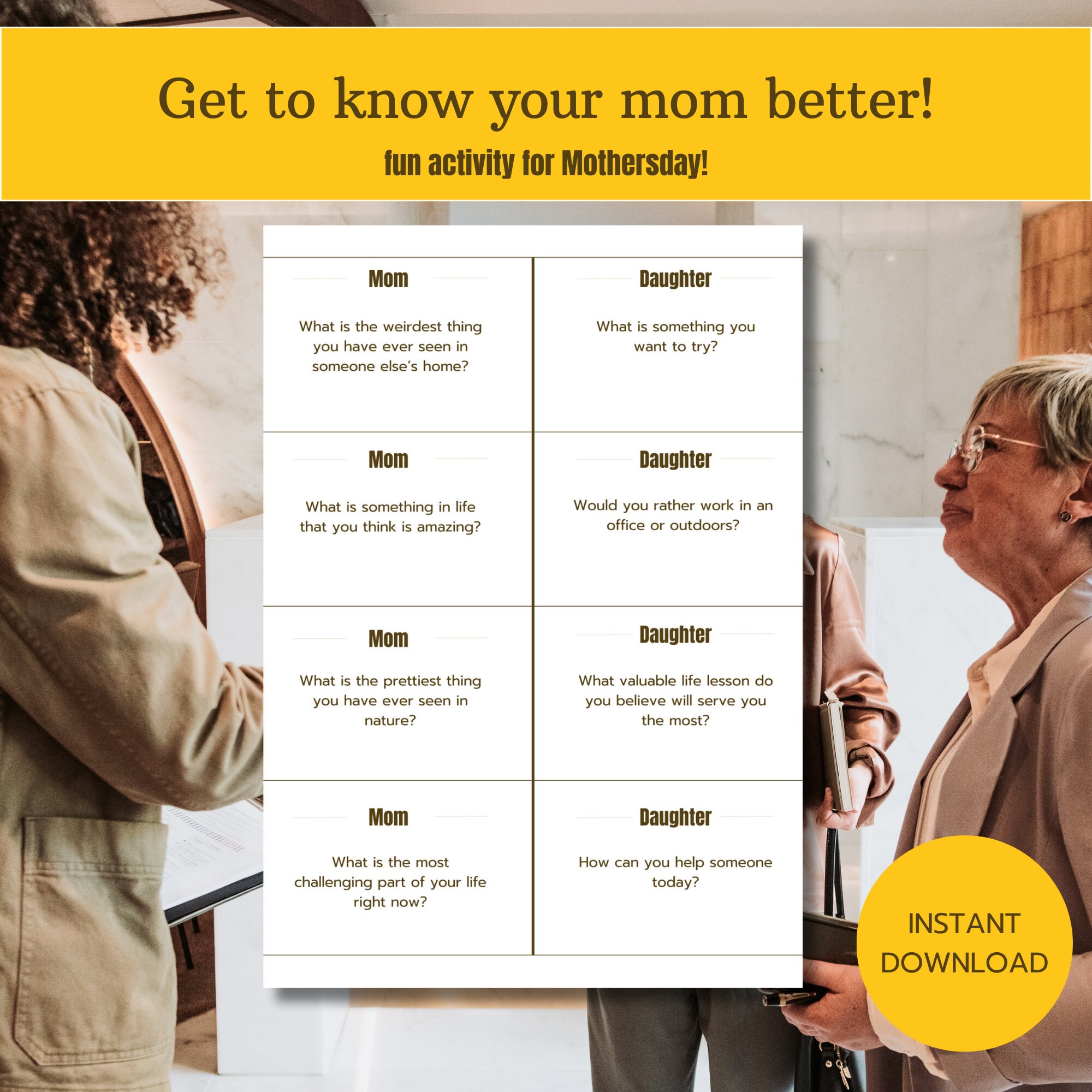 100 Questions to Ask Your Mom, Table Talk Game, Conversation Cards ...