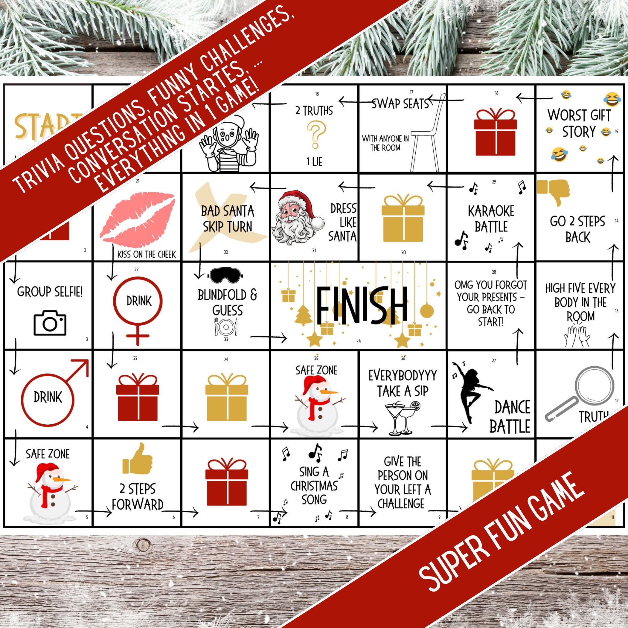 Adult,christmas Printable Board Game,drinking Game,trivia,party Game ...