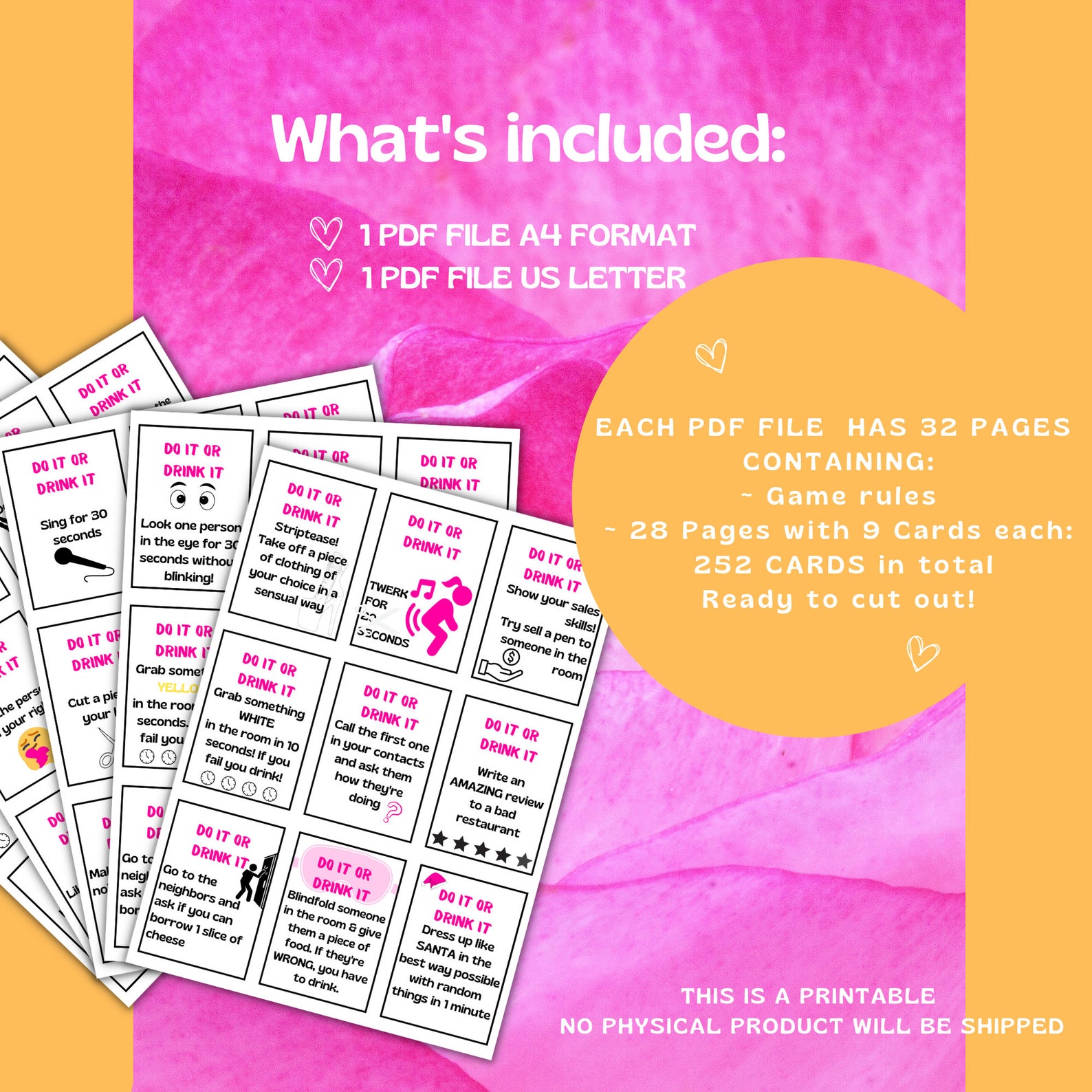 Printable Drinking Game Cards,party Game,ladies Night,printable,adult ...