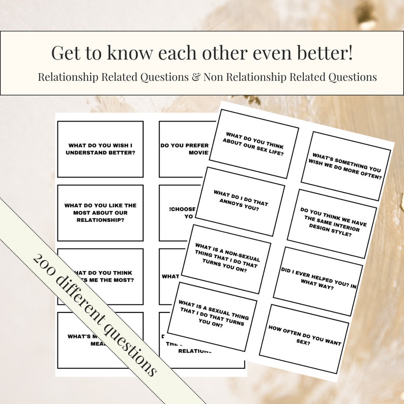 200 Printable Questions Couples Game,conversation Starter Cards ...