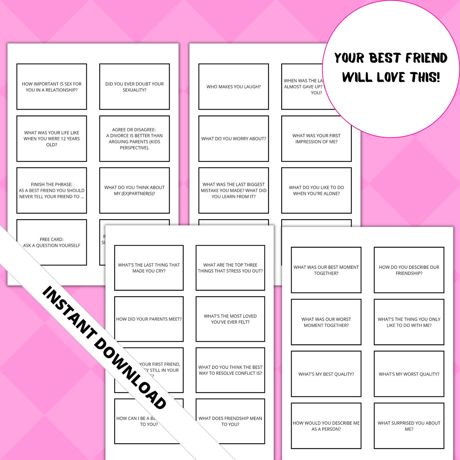 100+ Printable Conversation Starter Cards for Best Friends,table Talk ...