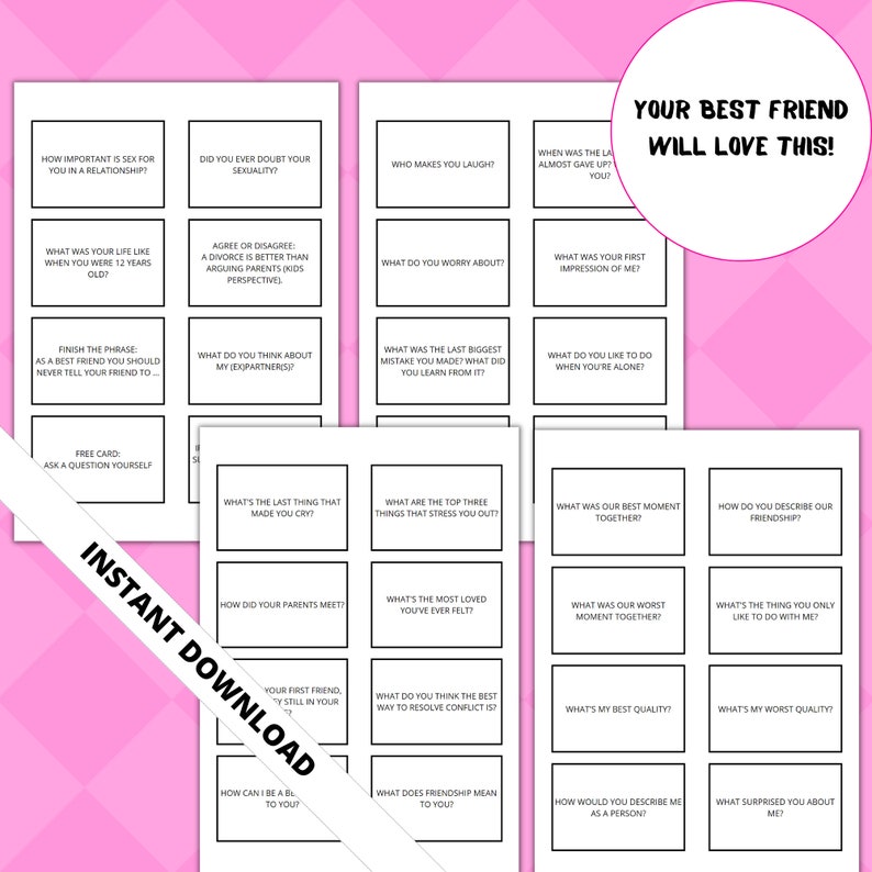 100+ Printable Conversation Starter Cards for Best Friends,table Talk ...