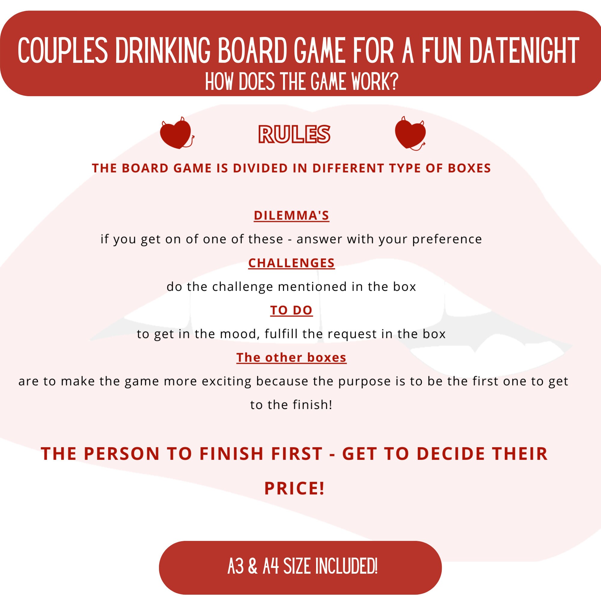 Couples Board Drinking Game Printable Date Night Activity Couples Game ...
