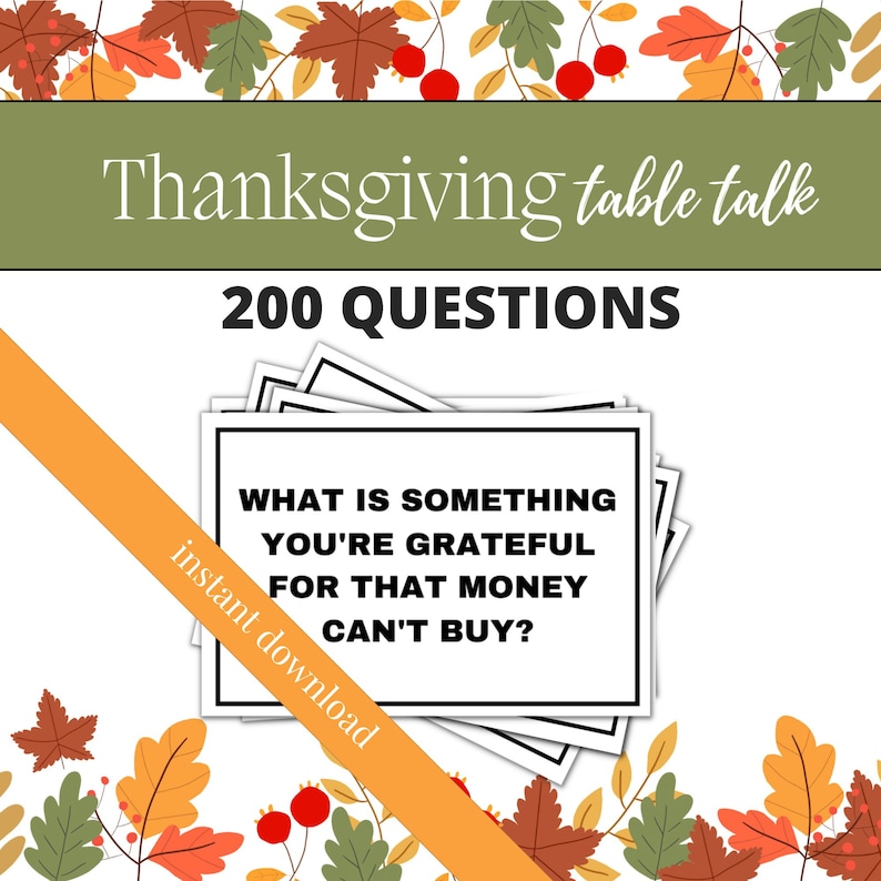 200 Printable Conversation Cards Thanksgiving,table Talk Thanksgiving ...