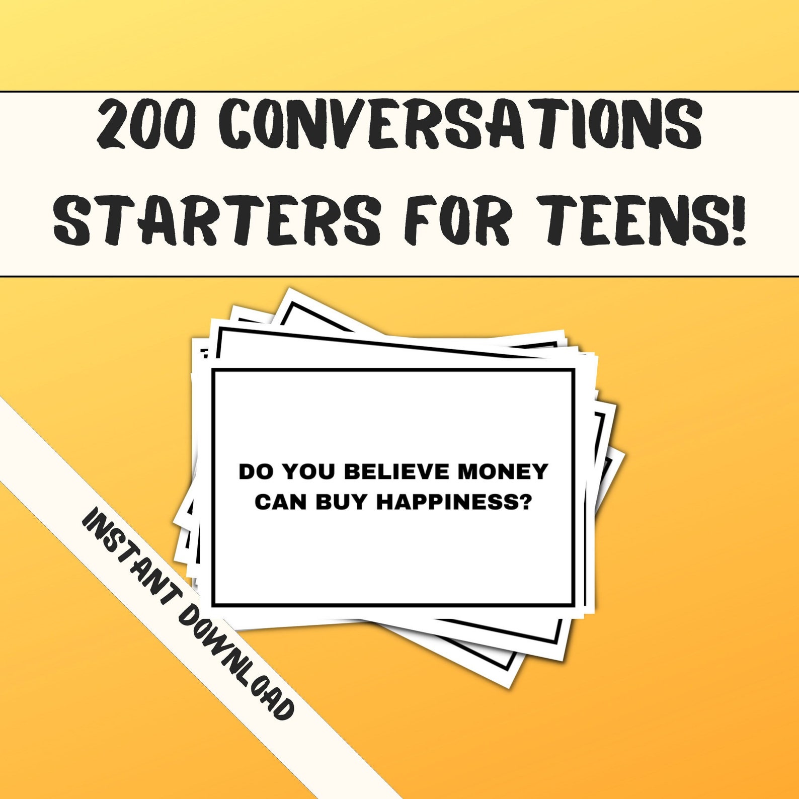 Printable Conversation Starters for Teens,table Talk Game,high School ...