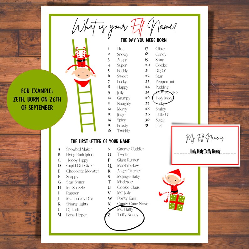 What's Your Elf Name Funny Christmas Game for Kids, Printable Christmas ...