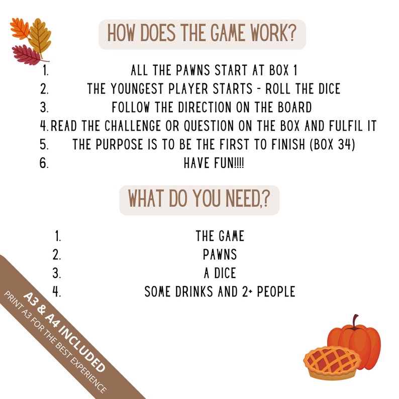 Thanksgiving Board Game Printable Instant Download Thanksgiving Game ...