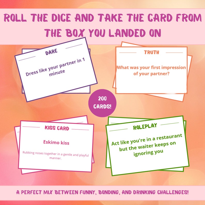 Couples Board Drinking Game Printable Date Night Activity Couples Game ...