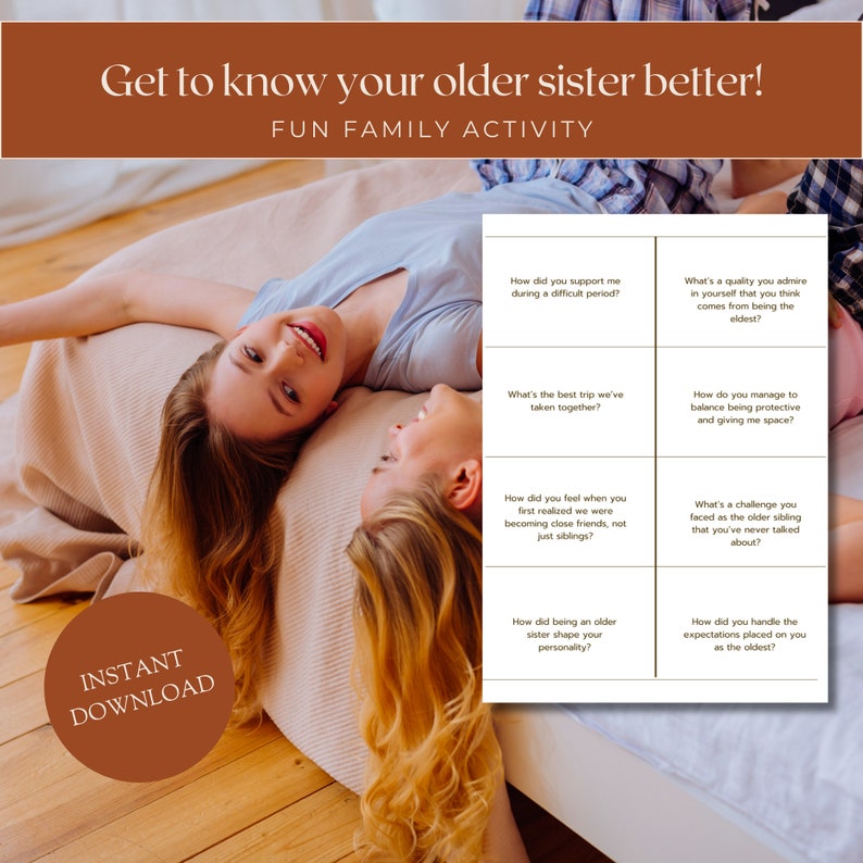 100 Questions to Ask Your Older Sister, Table Talk Game, Conversation ...