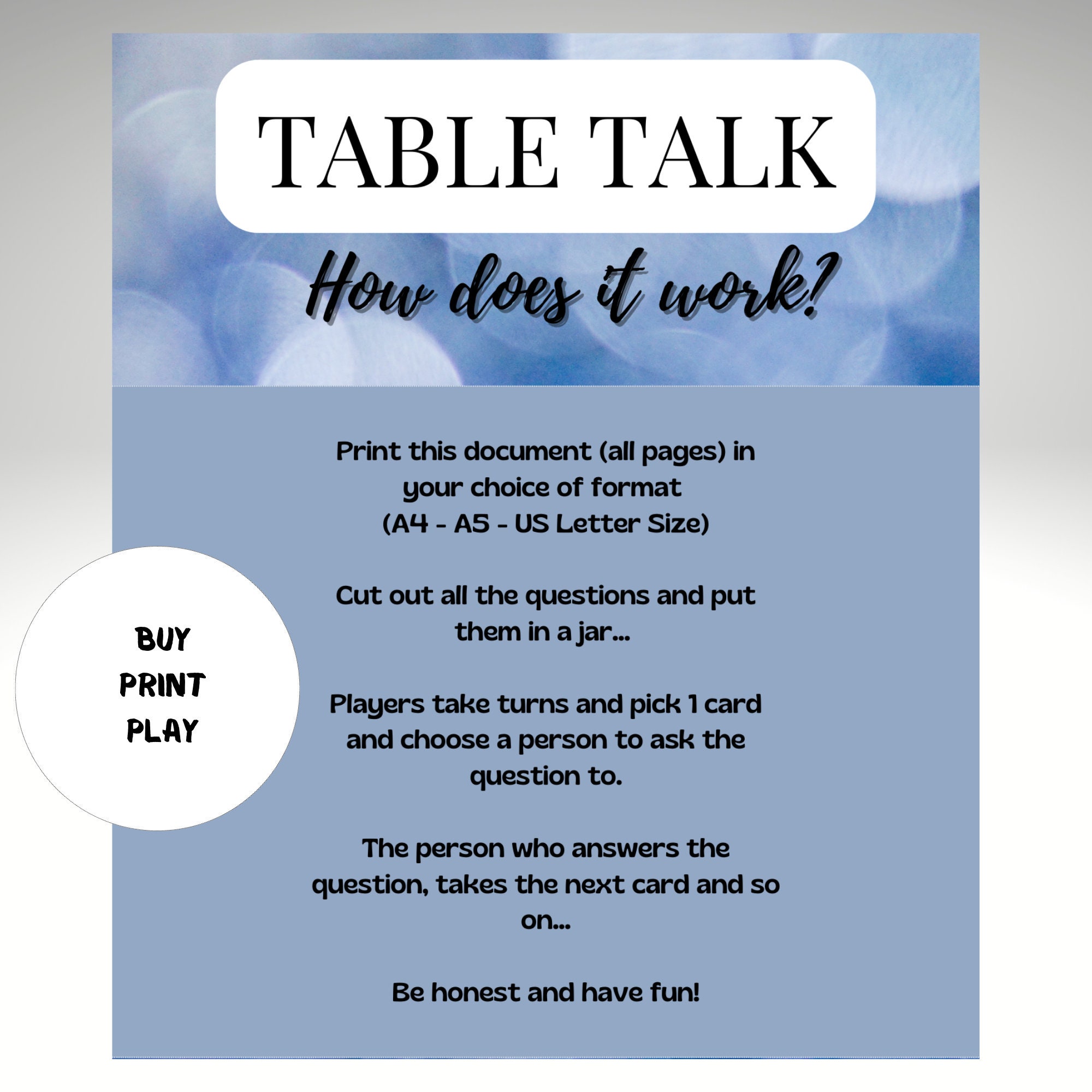 200 Printable Conversation Starters for Work,table Talk Game,office ...