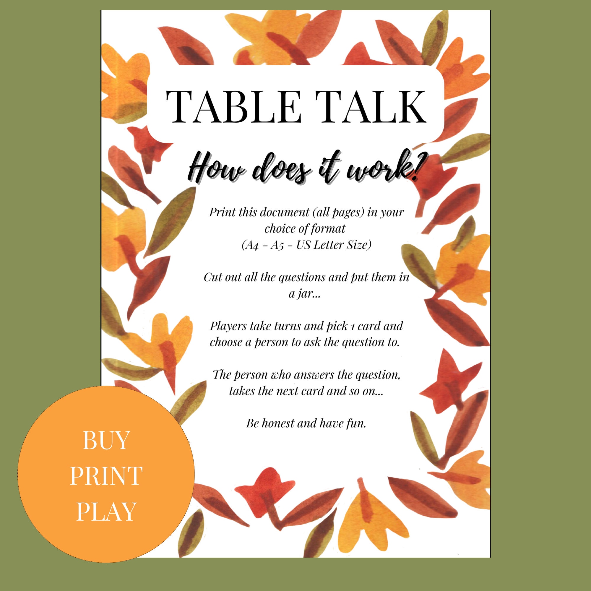 200 Printable Conversation Cards Thanksgiving,table Talk Thanksgiving ...