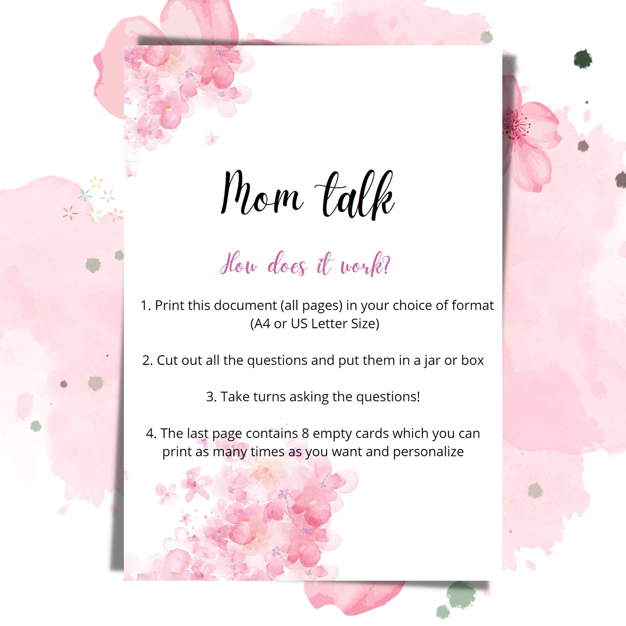 Mothers Table Talk Game,conversation Starter Cards,mother's Day Gift ...