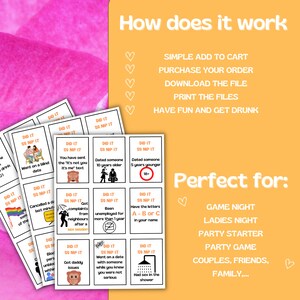 Printable Drinking Game Cards,party Game,ladies Night,printable,adult ...