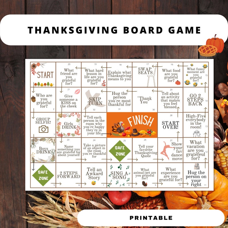 Thanksgiving Board Game Printable Instant Download Thanksgiving Game ...