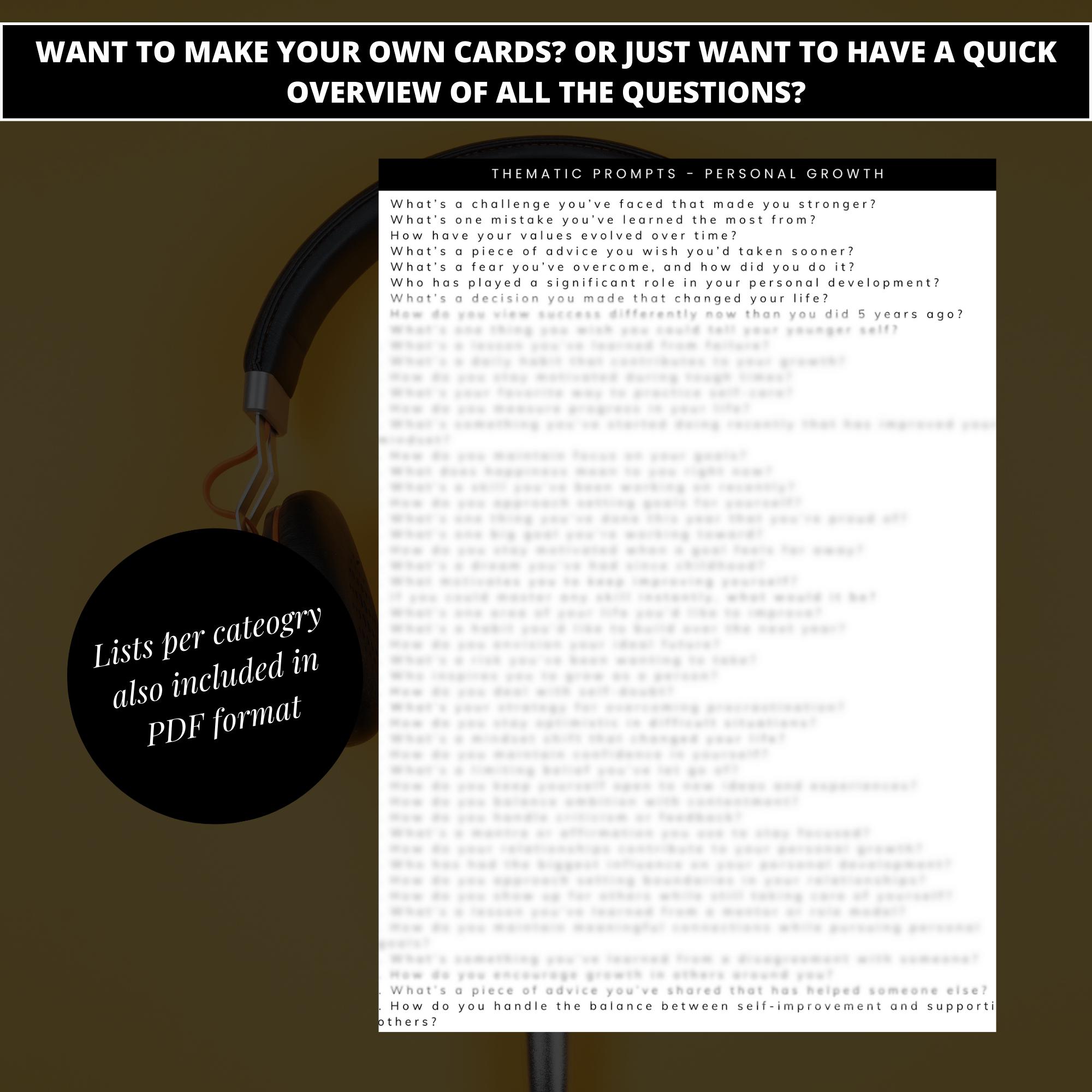 Podcast Interview Question Cards - Icebreakers, Personal Growth ...