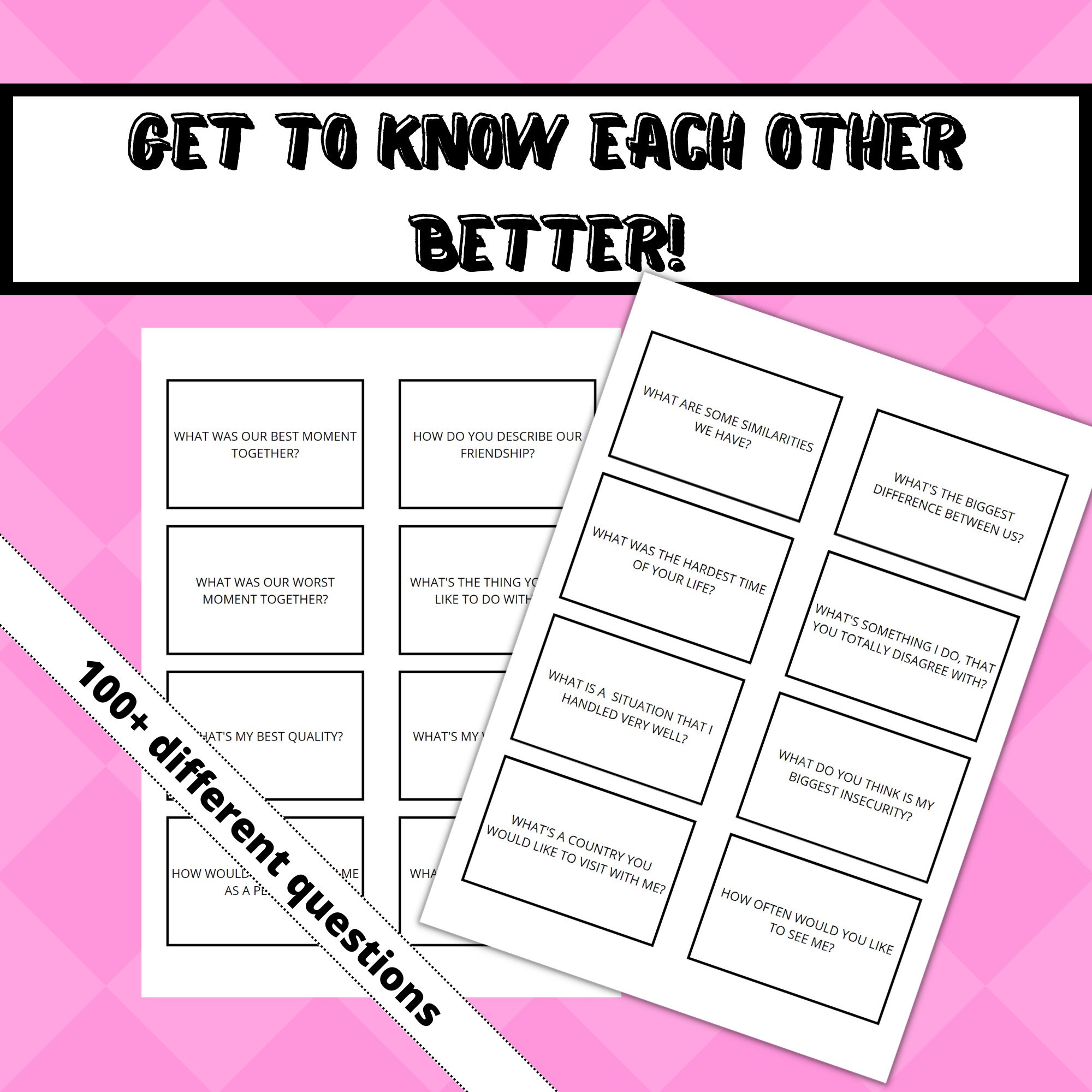 100+ Printable Conversation Starter Cards for Best Friends,table Talk ...