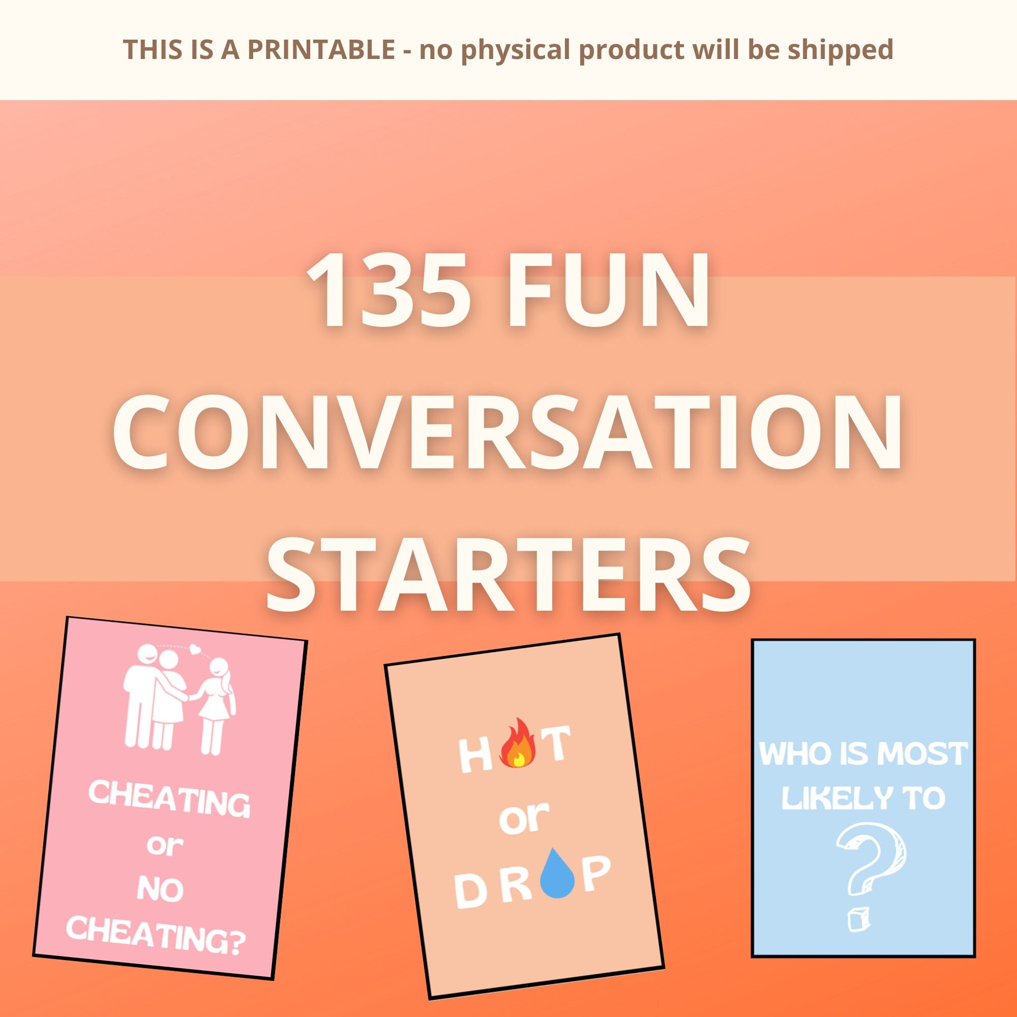 135 Printable Conversation Starter Cards,table Talk Game,funny ...