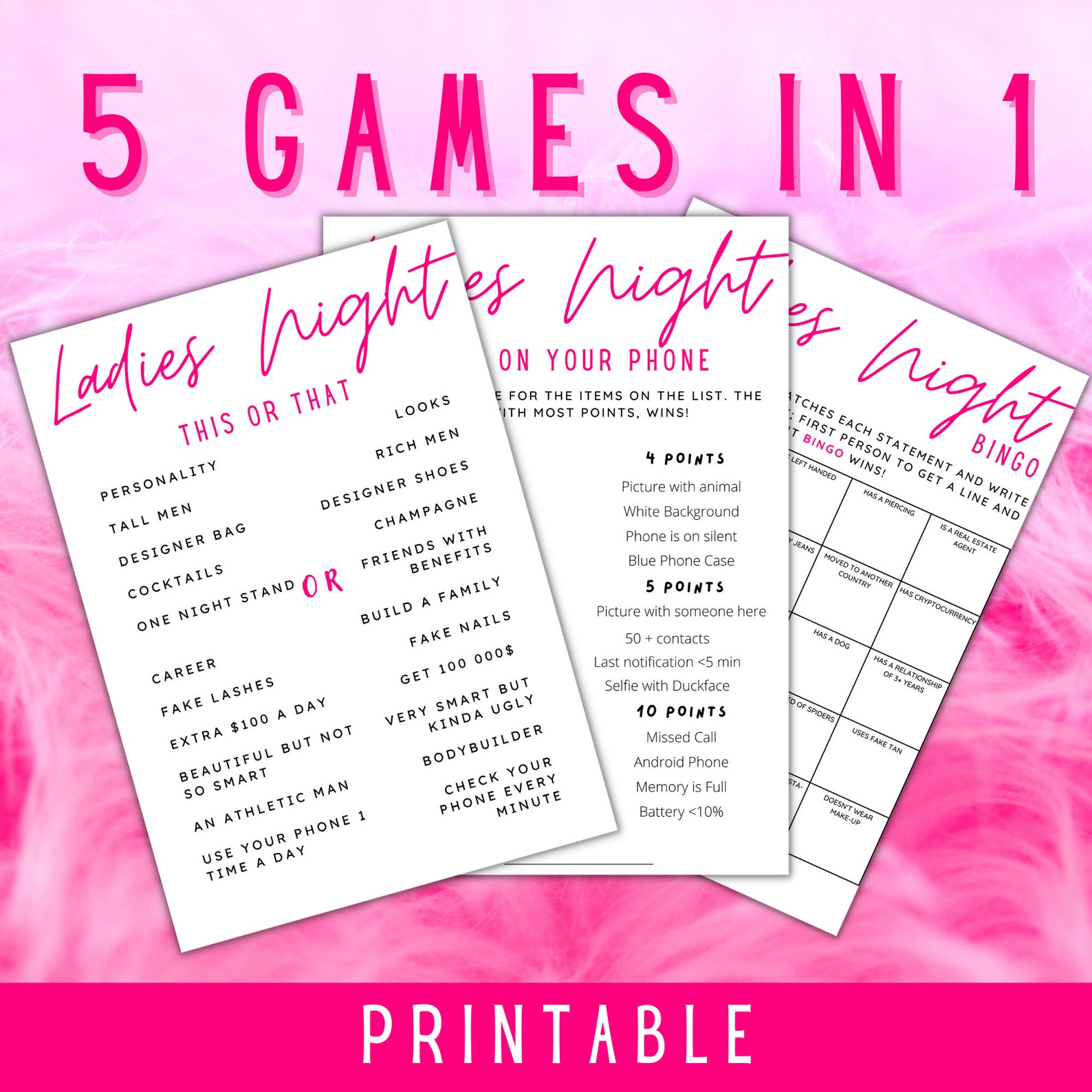 Ladies Game Night | Game Bundle | Printable Instant Download for Game ...