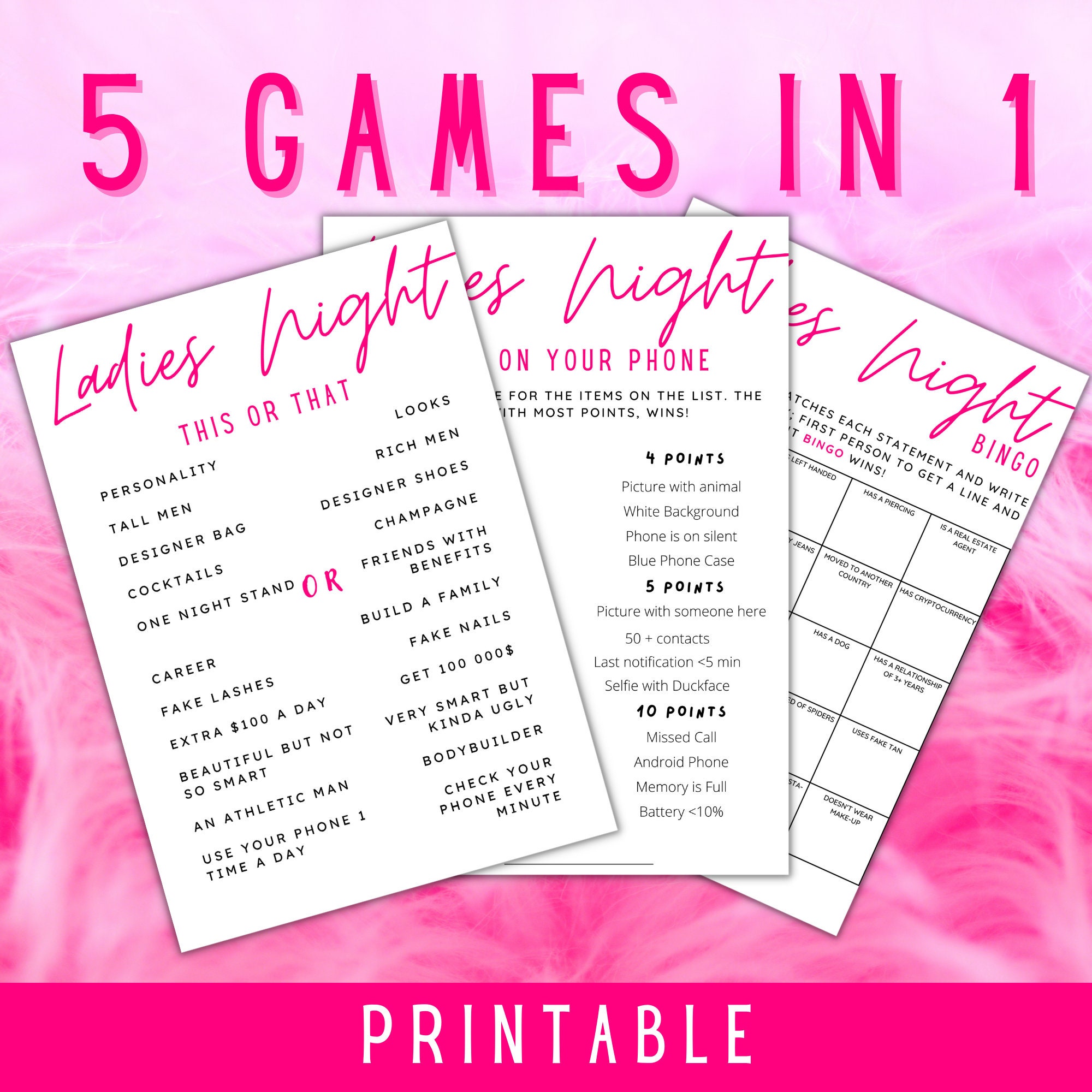 Ladies Game Night | Game Bundle | Printable Instant Download for Game ...