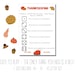 Thanksgiving Game Printable Instant Download for Thanksgiving Dinner or ...