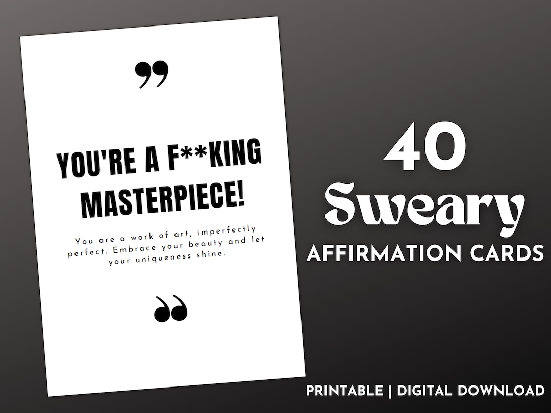Printable Sweary Affirmation Cards, Encouragement Cards, Motivational ...