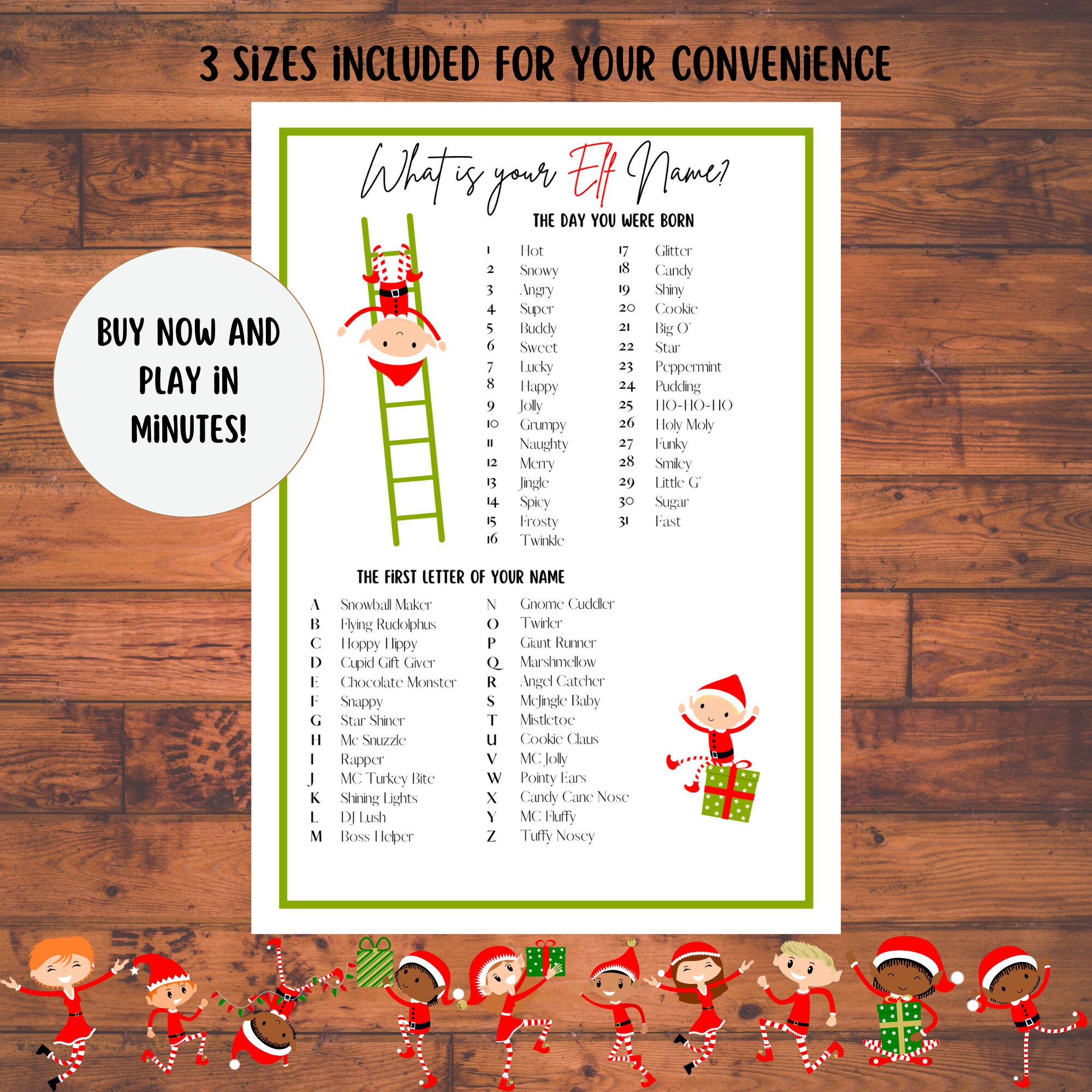 What's Your Elf Name Funny Christmas Game for Kids, Printable Christmas ...