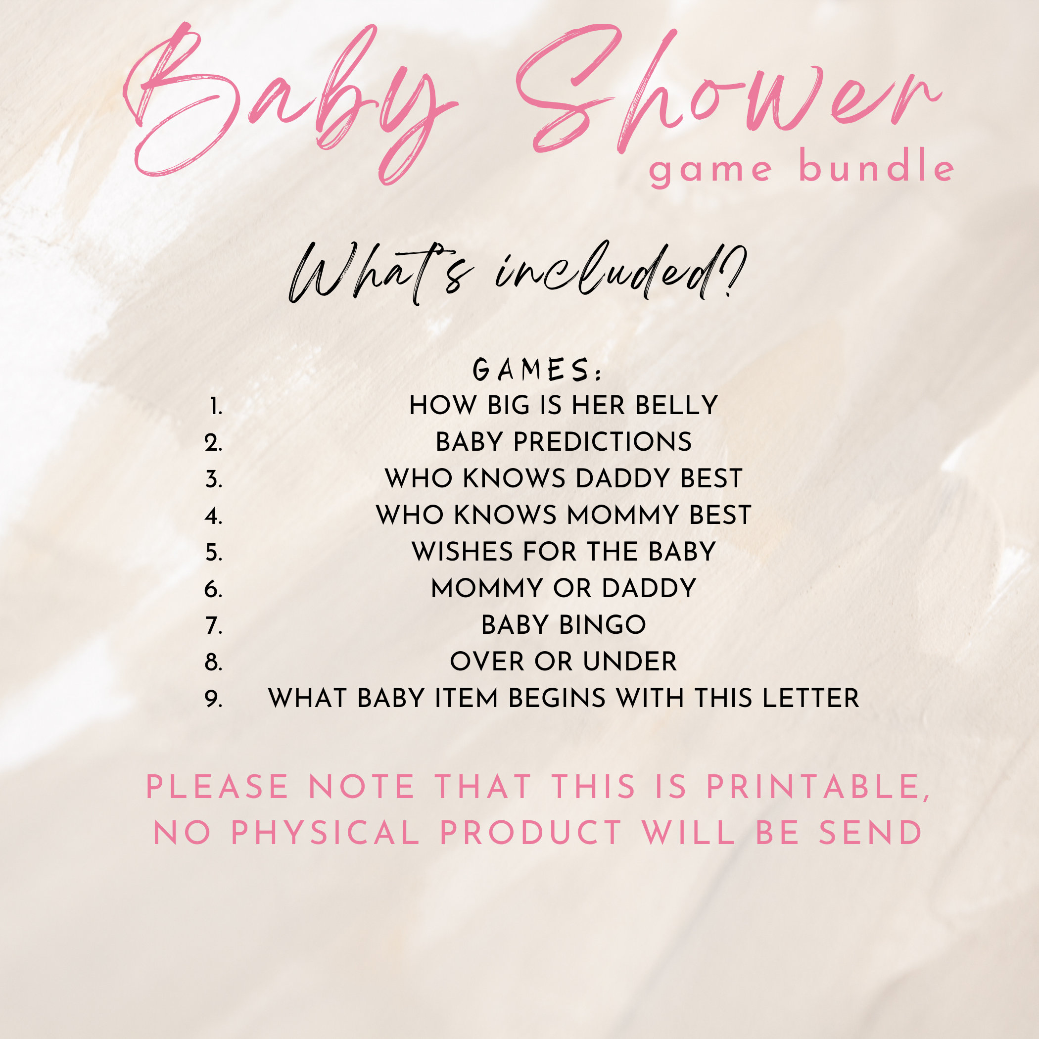 Printable Pink Girl Baby Shower Games | Baby Shower Bundle in Girly ...