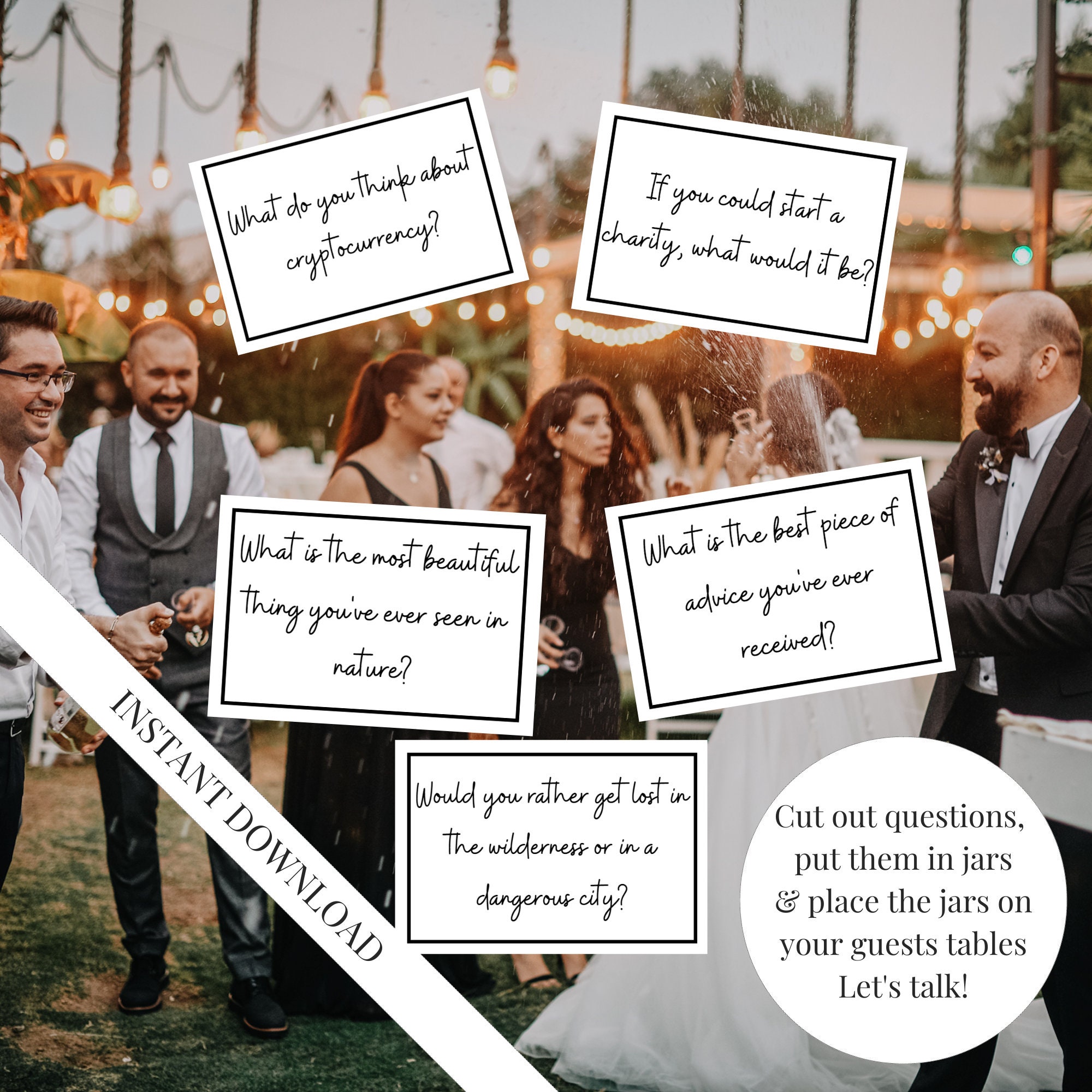 Printable Wedding Conversation Starters Cards, Table Talk Game for ...