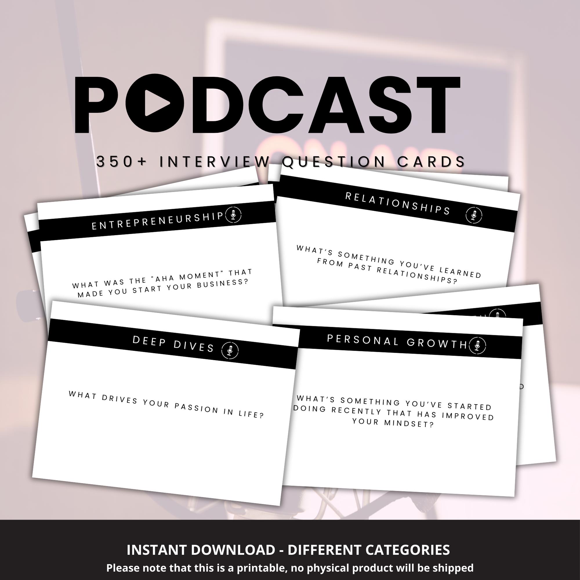 Podcast Interview Question Cards - Icebreakers, Personal Growth ...