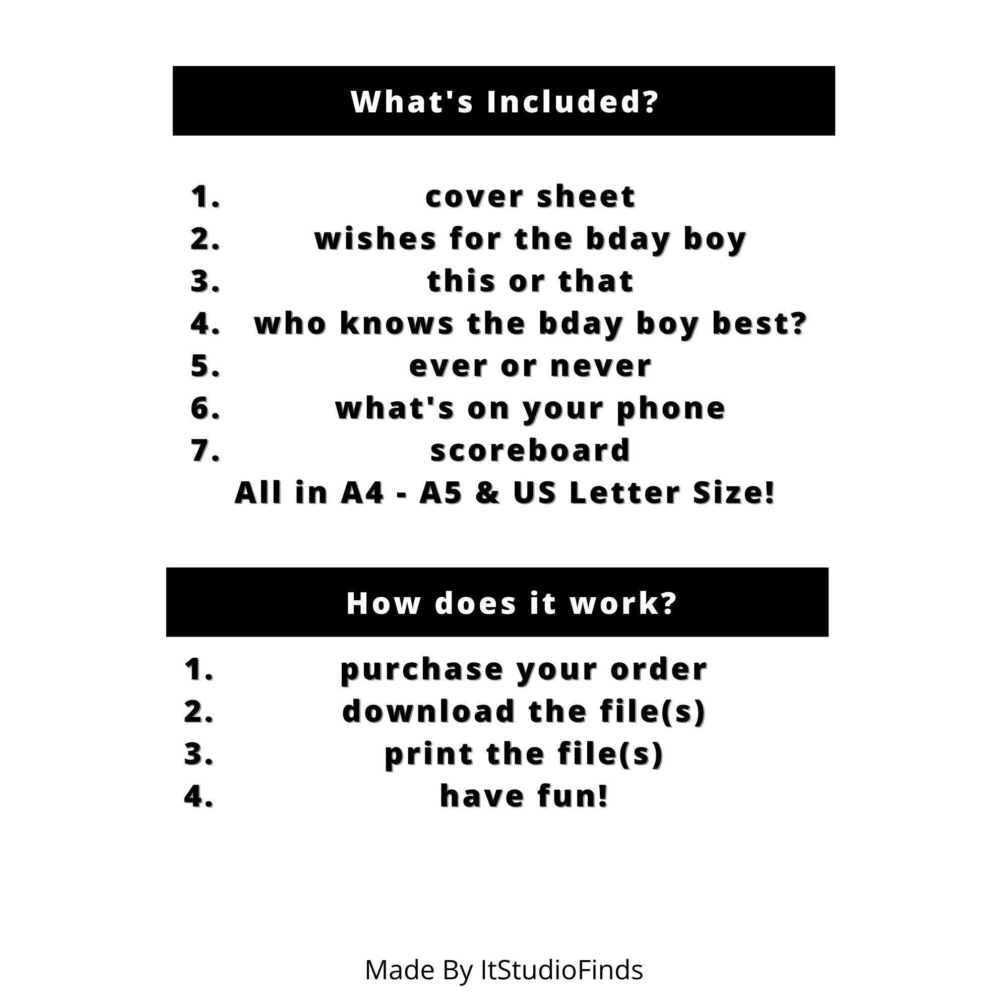 Minimalist Birthday Game Printable Birthday Boy Quiz Bundle, Party Game ...