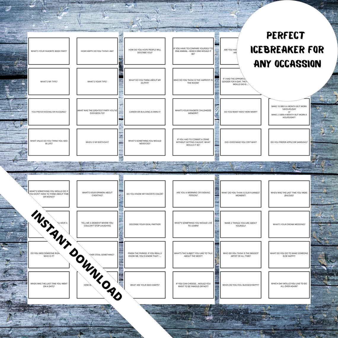 120 Printable Conversation Starter Cards,table Talk Game,social Anxiety ...