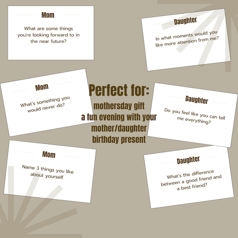 Mother-daughter Table Talk Game,conversation Cards,mother's Day Gift ...