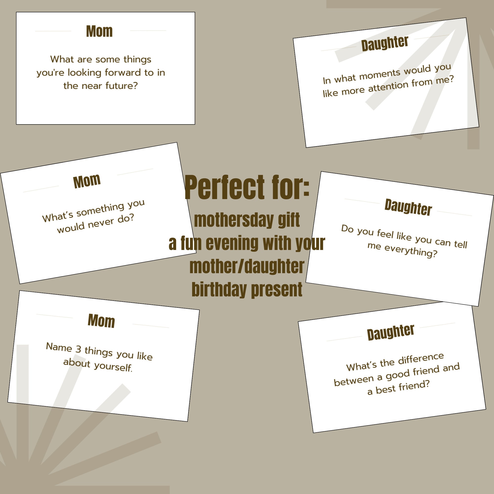 Mother-daughter Table Talk Game,conversation Cards,mother's Day Gift ...