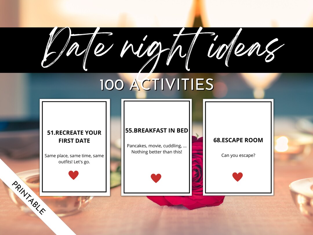 100 Date Night Ideas Cards, Activities for Couples, Date Night Jar,box ...
