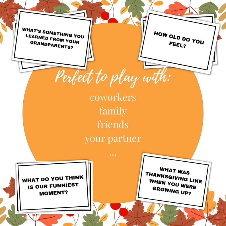 200 Printable Conversation Cards Thanksgiving,table Talk Thanksgiving ...
