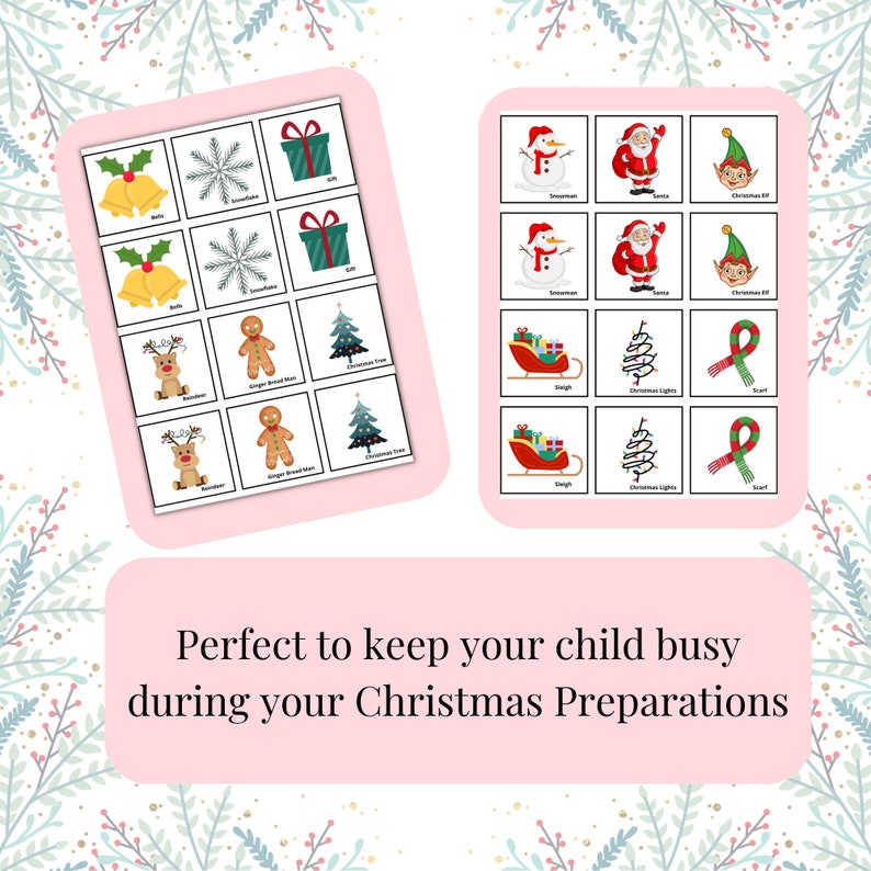 Christmas Printable Memory Game for Kids 18 Cards, Family Game, Fun ...